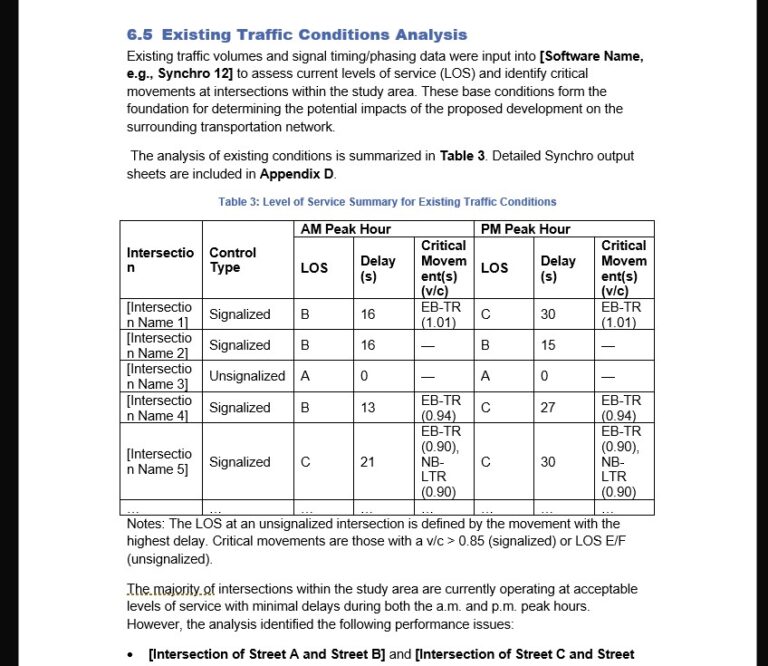 Free Download: Traffic Impact Study (TIA) Report Template - Arterials